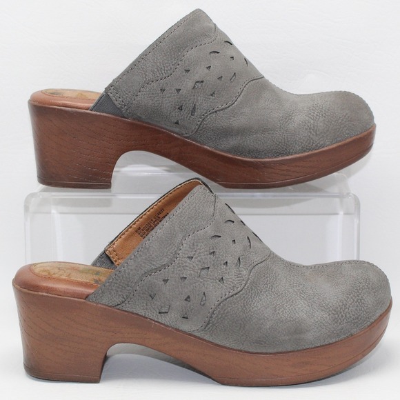 b.o.c. | Shoes | Boc Gray Laser Cut Floral Platform Clogs Mules ...